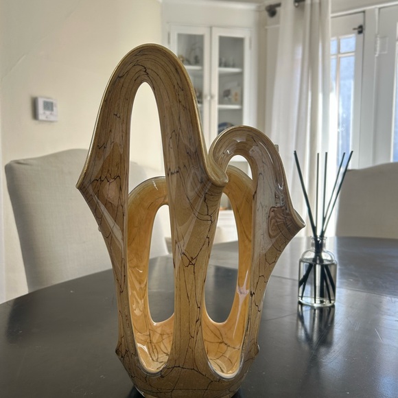 Art | Brown Glass Art Sculpture With Fluid Curves | Poshmark